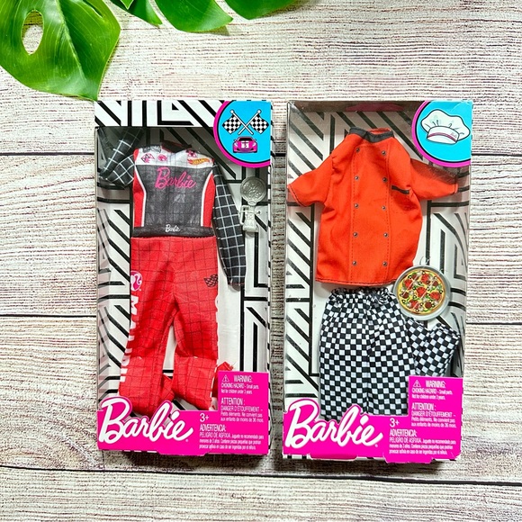 Barbie | Toys | Barbie Pizza Chief And Race Car Outfit New | Poshmark